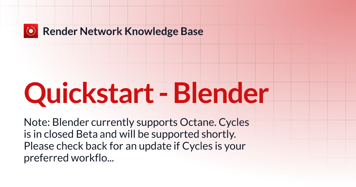 Quickstart - Blender | Render Network Knowledge Base